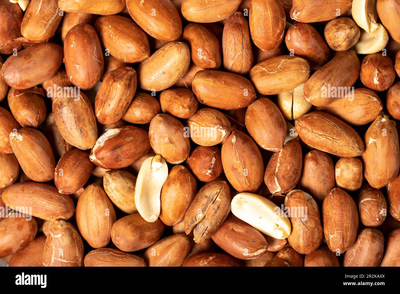 Peanut. Peanuts peeled closeup food background. Top view. texture. copy ...