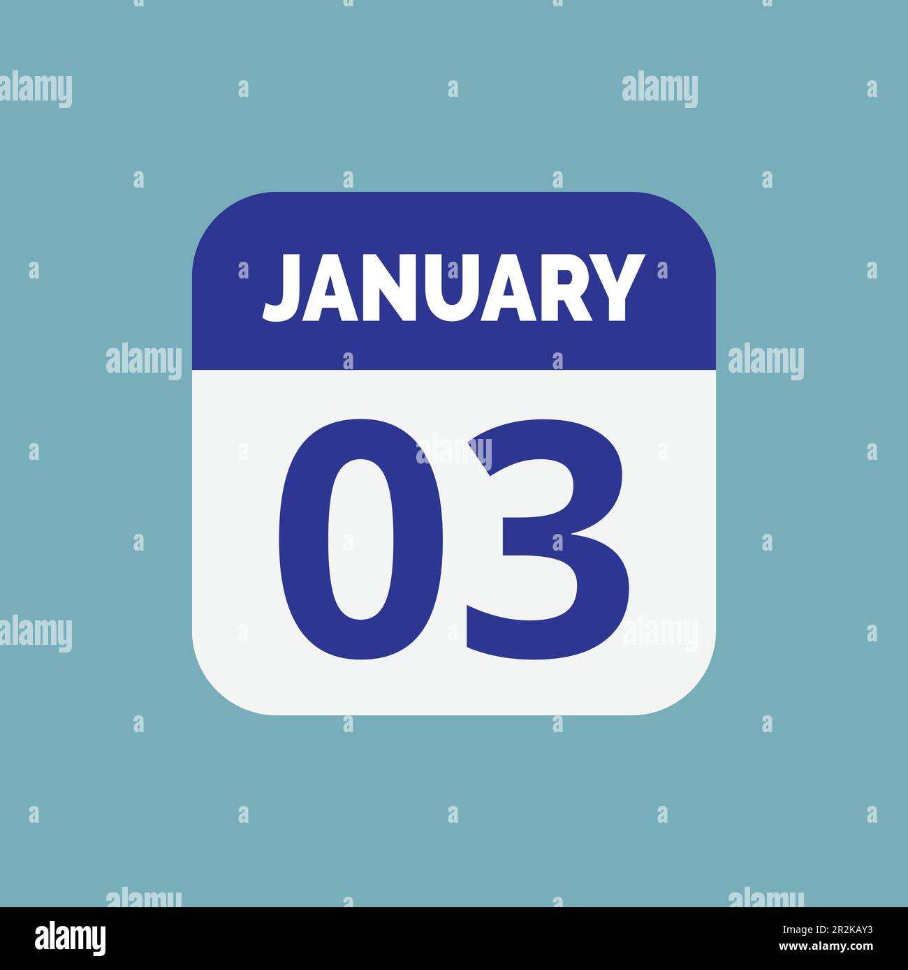 Flat 3 January calendar Icon Stock Vector Stock Vector Image & Art - Alamy