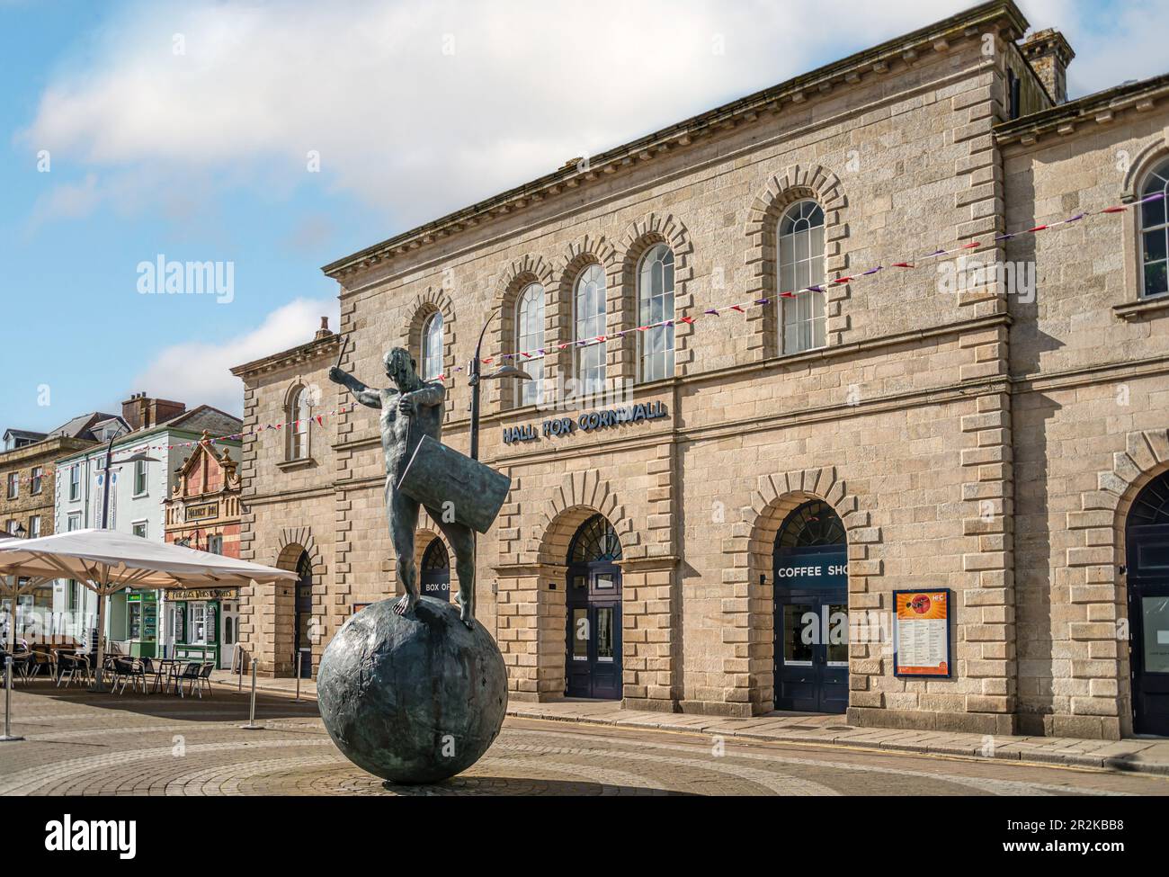 Bronze sculpture of a drummer by Tim Shaw in front of the Hall of ...