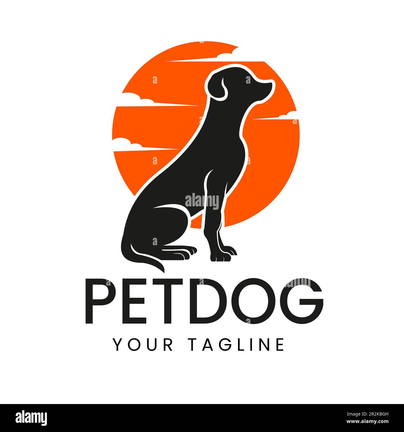 Sunset dog vector black silhouette design inspiration isolated on white ...