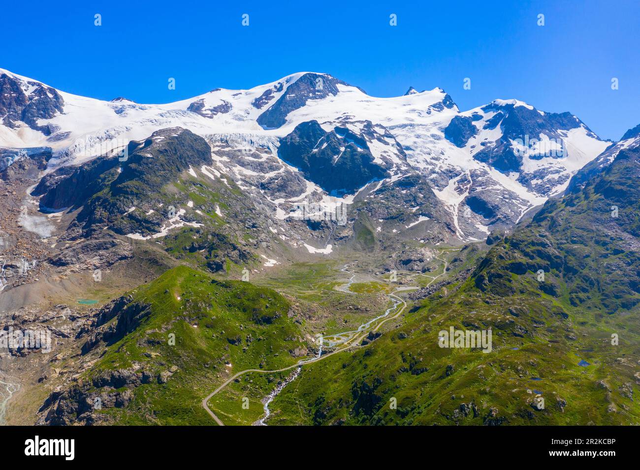 Aerial view of the Gwächtenhorn (3420 m), Urner Alps, Canton of Bern ...