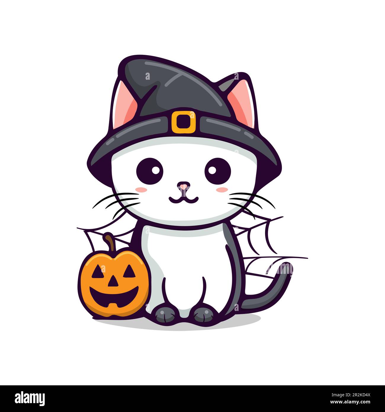 Cute halloween cat in cartoon style. Vector Stock Vector Image & Art ...