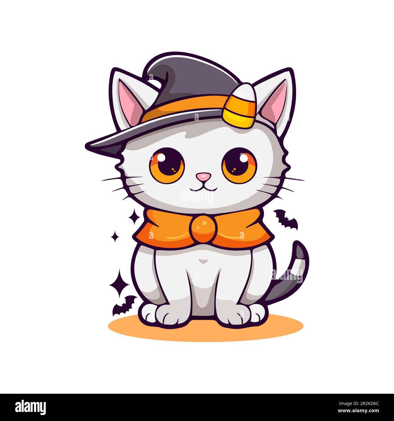 Cute Halloween Cat In Cartoon Style Vector Stock Vector Image And Art Alamy