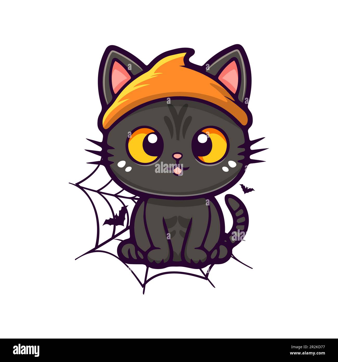Cute Halloween Cat In Cartoon Style Vector Stock Vector Image And Art Alamy