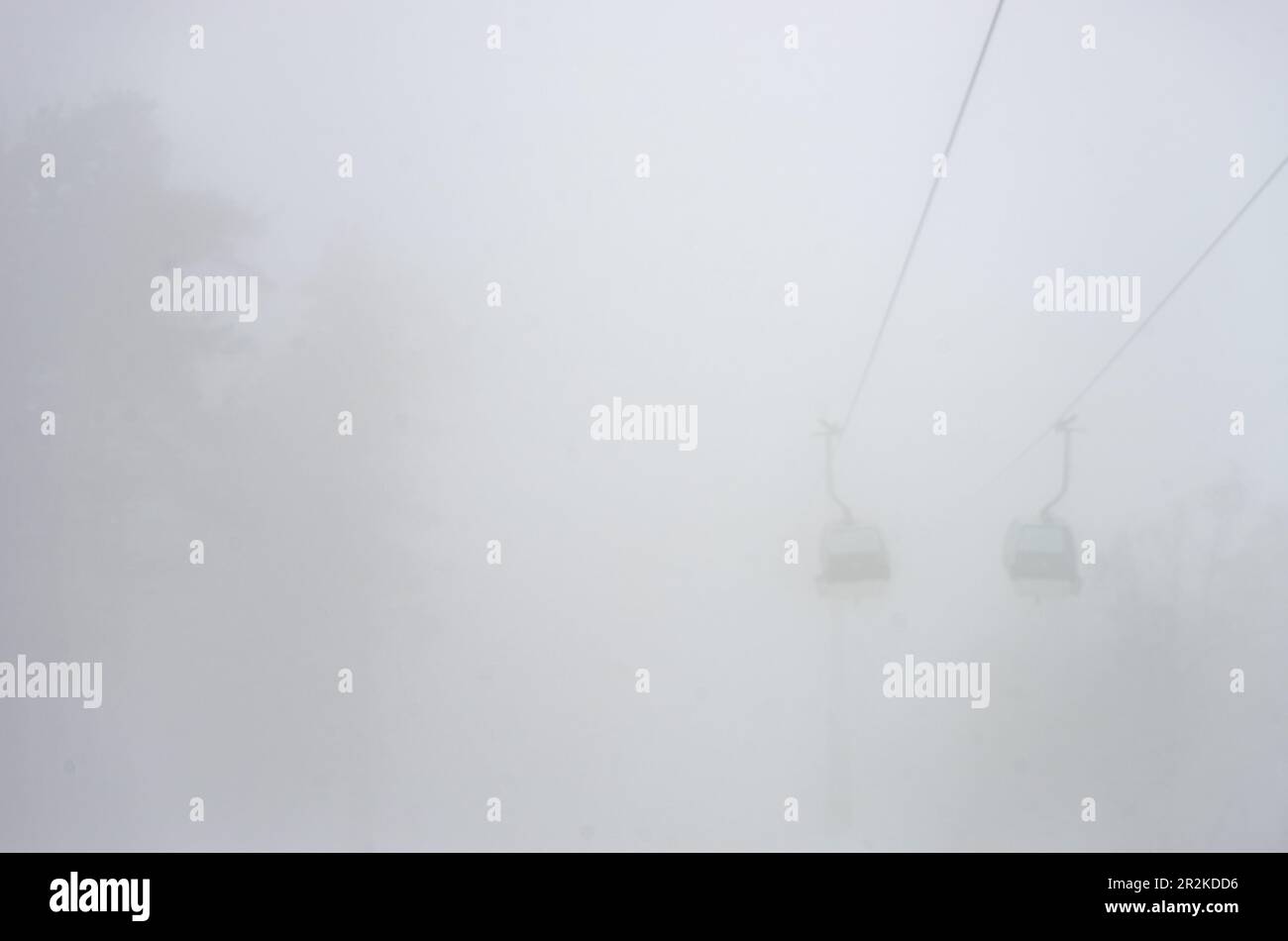 Ropeway on the Barukiani slope for skiing and skiers, Bakuriani ...