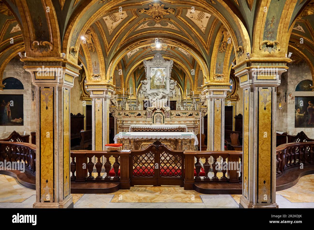 View into the underground crypt full of ancient relics of the 13th ...