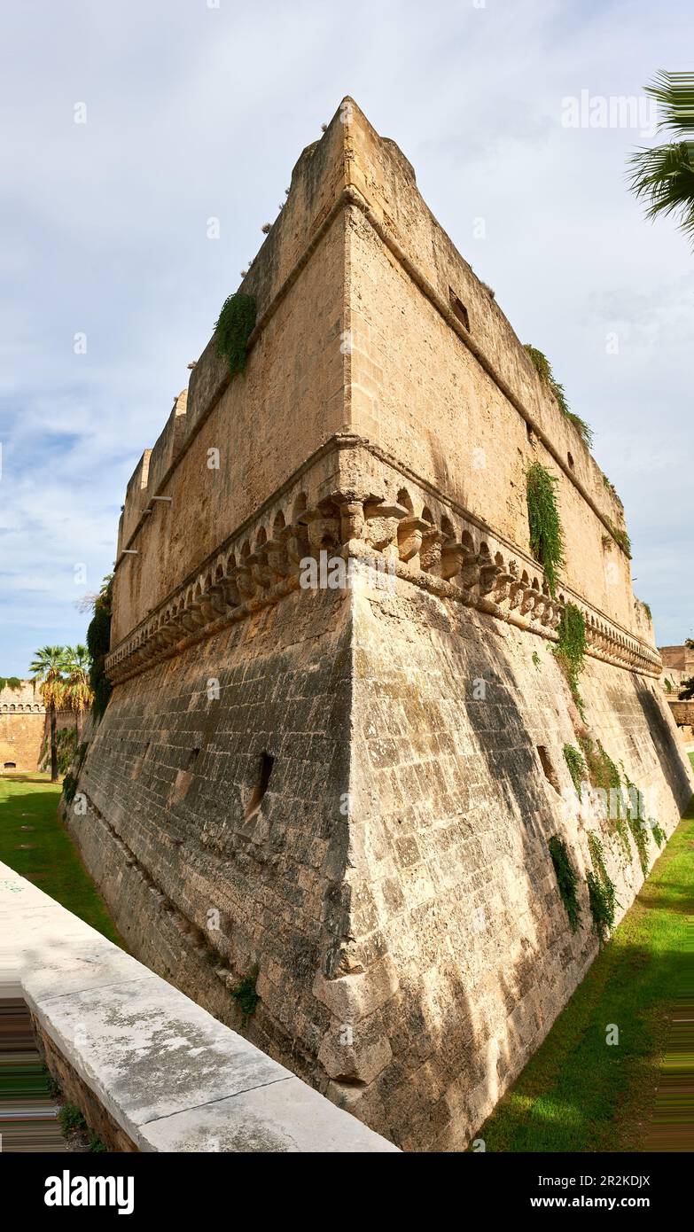 Mighty castle walls of the Castello Svevo di Bari, Italy, Europe Stock ...
