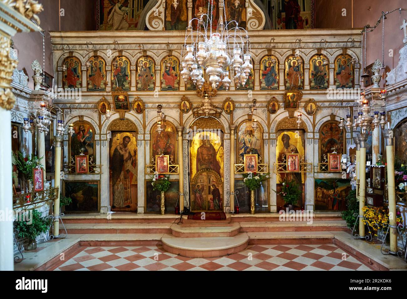 View into the monastery church of the historic monastery of ...