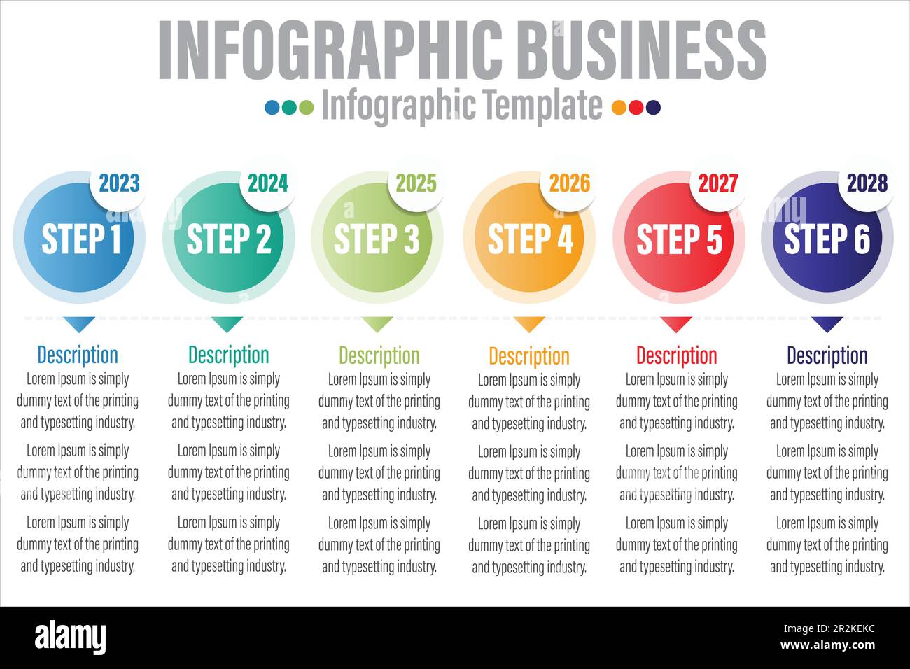 Timeline 6 Steps, six 6 option shape table chart elements with steps ...