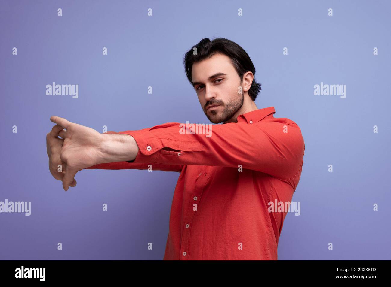 well-groomed smart 35 year old brunette millennial man with gorgeous ...