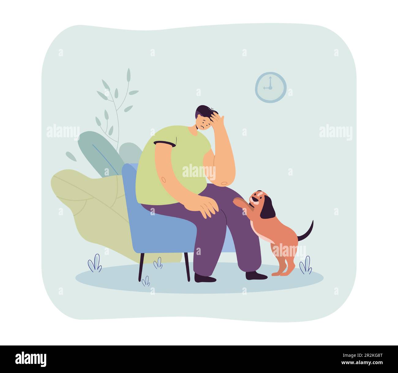 Cute dog comforting sad owner Stock Vector Image & Art - Alamy