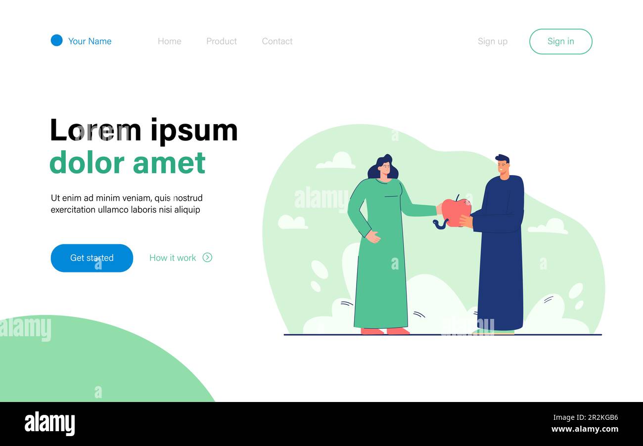 Man offering woman apple vector illustration Stock Vector Image & Art ...