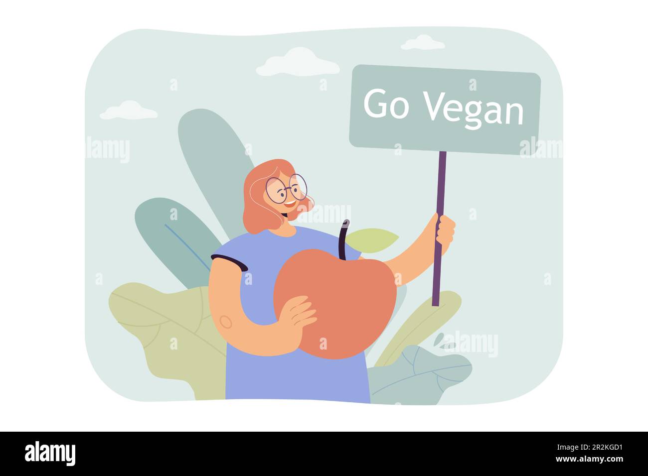Cartoon woman calling for vegan lifestyle Stock Vector Image & Art - Alamy
