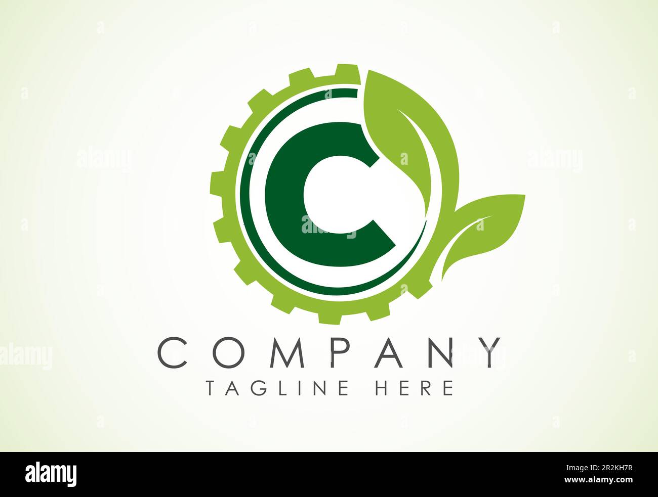 English alphabet with gear and leaf. Eco technology logo, Green eco ...