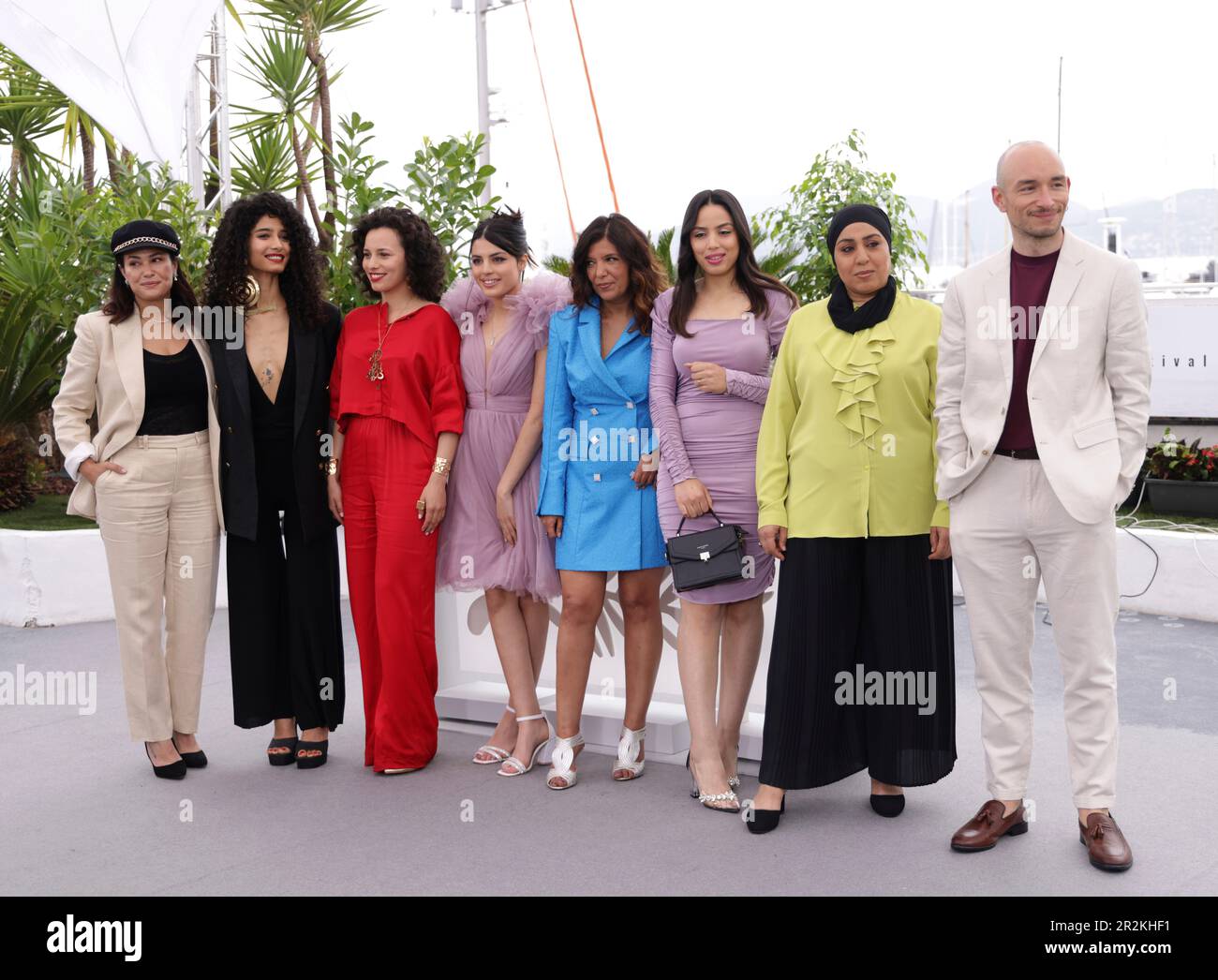Hend Sabry, from left, Ichraq Matar, Nour Karoui, Tayssir Chikhaoui, director Kaouther Ben Hania ...