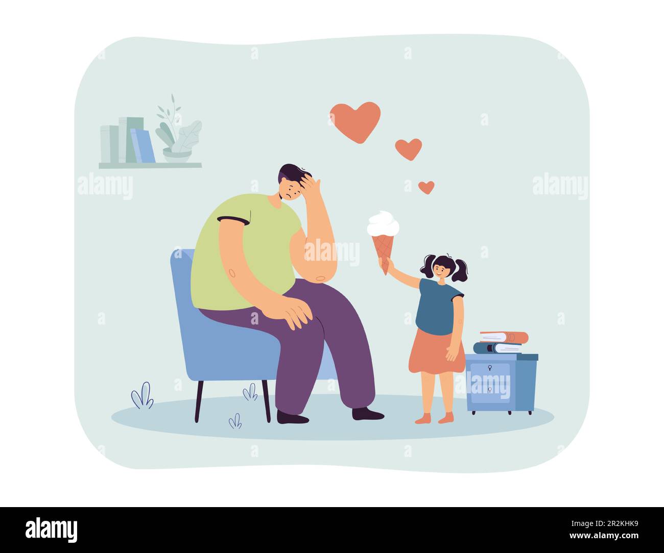 Little girl calming her sad father Stock Vector Image & Art - Alamy