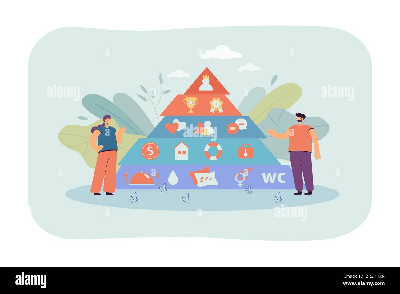 Tiny people with Maslow pyramid of basic needs Stock Vector Image & Art ...