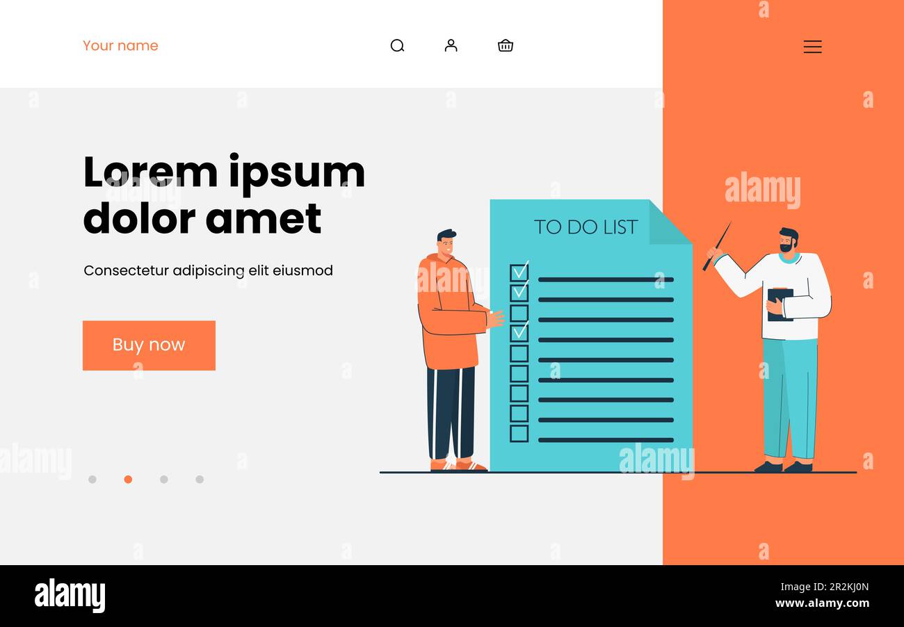 Cartoon teacher and student standing near giant to do list Stock Vector ...