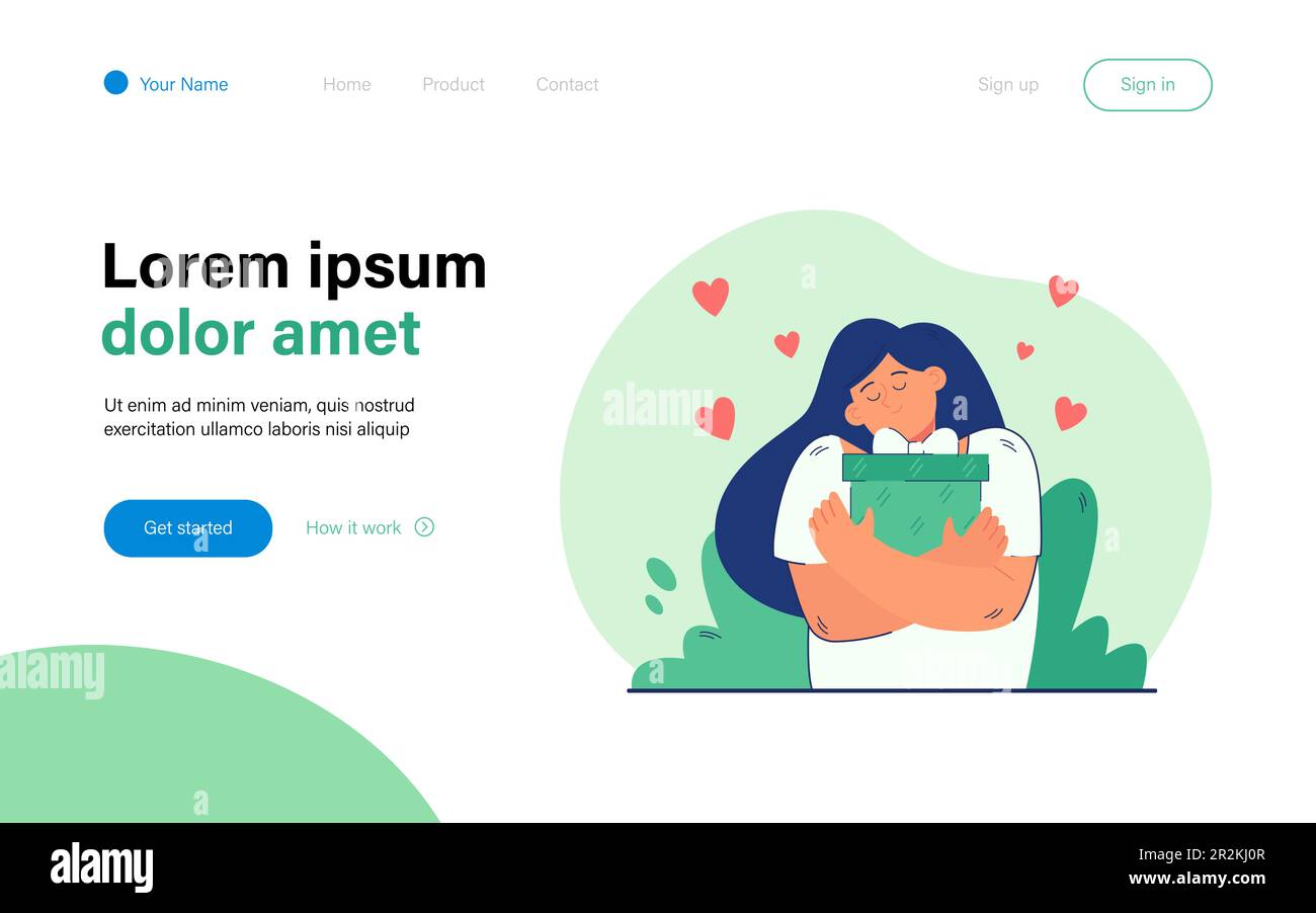 Happy girl hugging present box Stock Vector Image & Art - Alamy