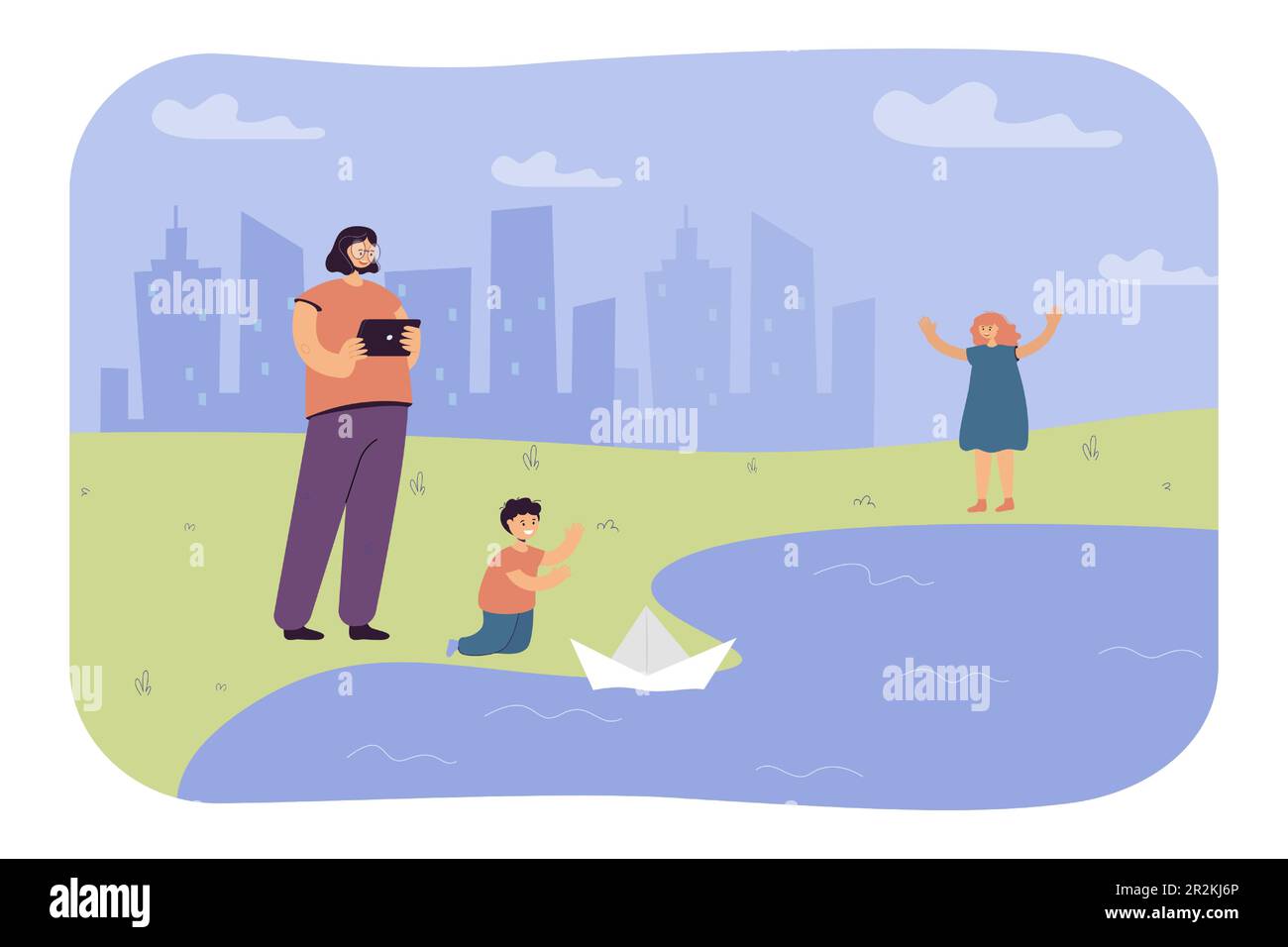 Boy tablet boat Cut Out Stock Images & Pictures - Alamy