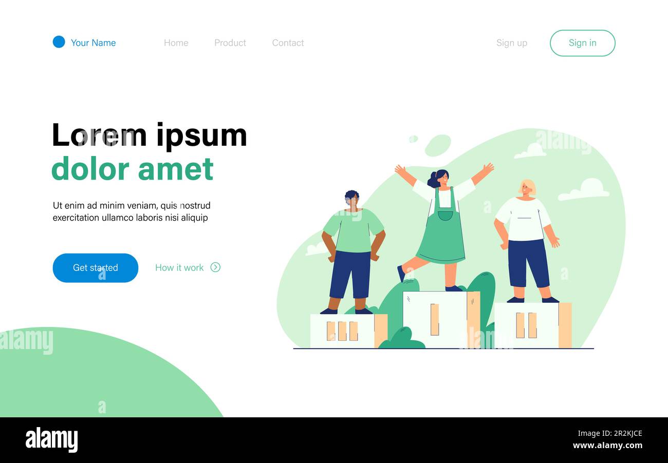 Children winning prizes and standing on podium Stock Vector Image & Art ...