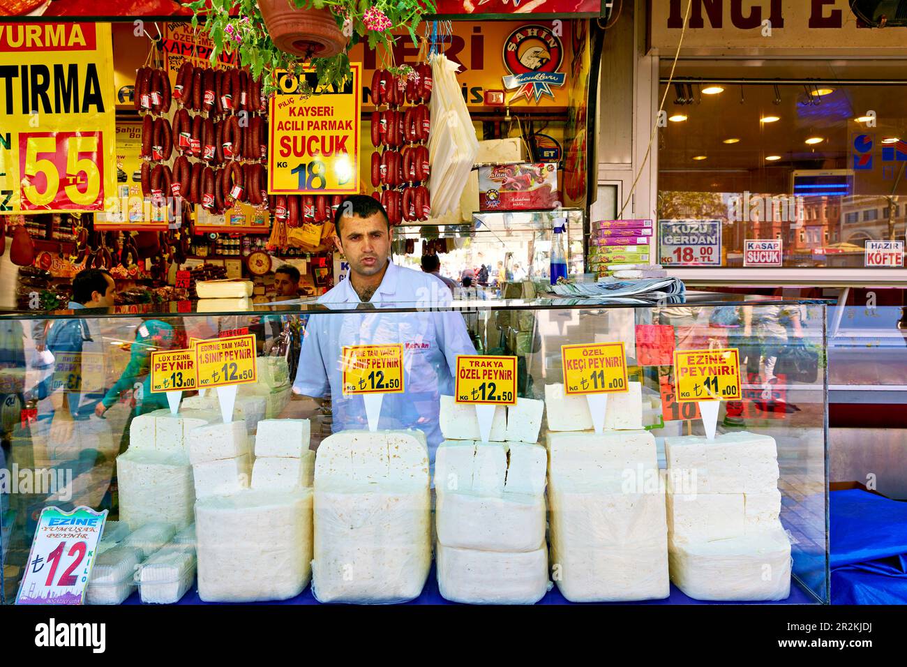 Istanbul Turkey. Choice of cheese at the Grand Bazaar covered market ...