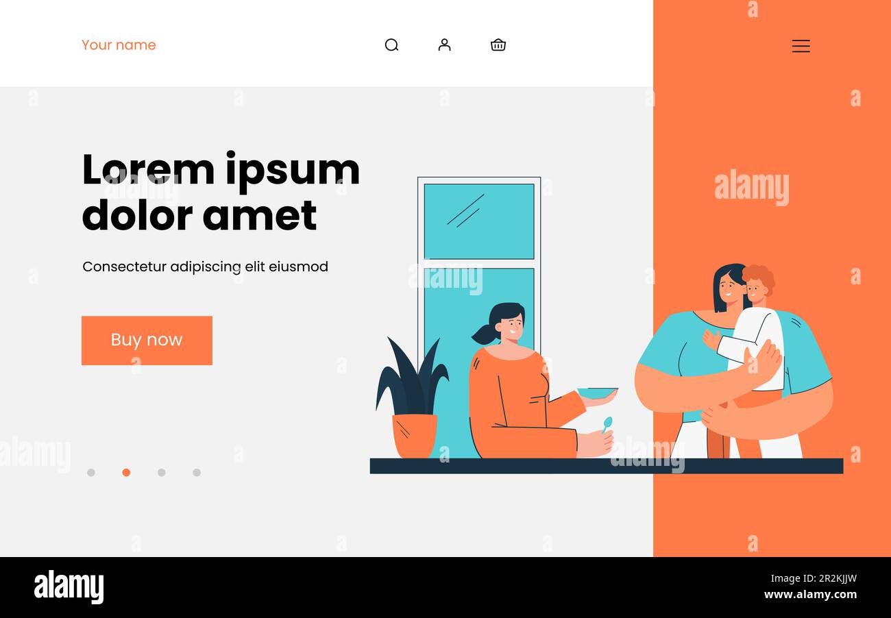 Two women feeding child vector illustration Stock Vector Image & Art ...