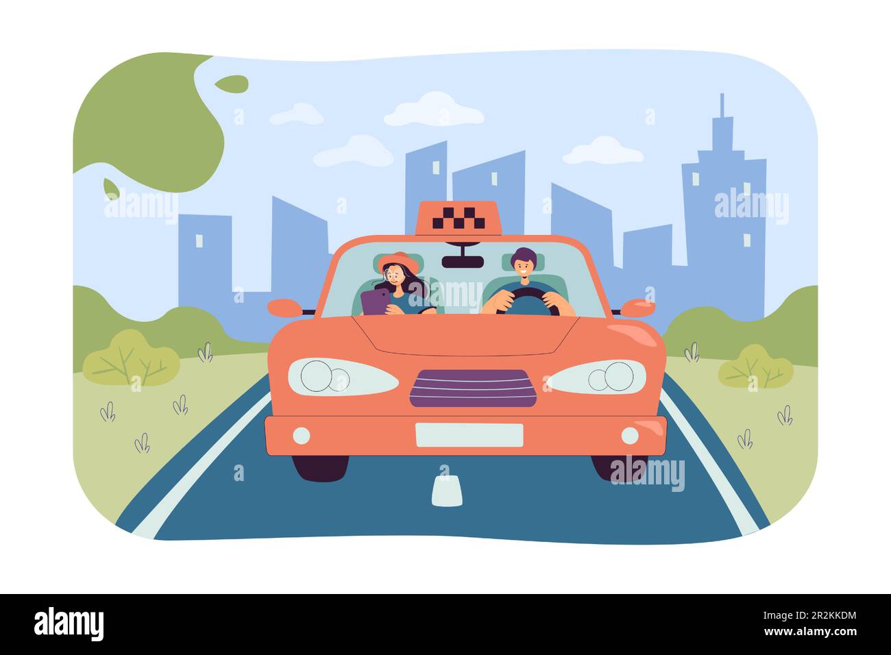 Taxi driver taking passenger to destination Stock Vector Image & Art ...