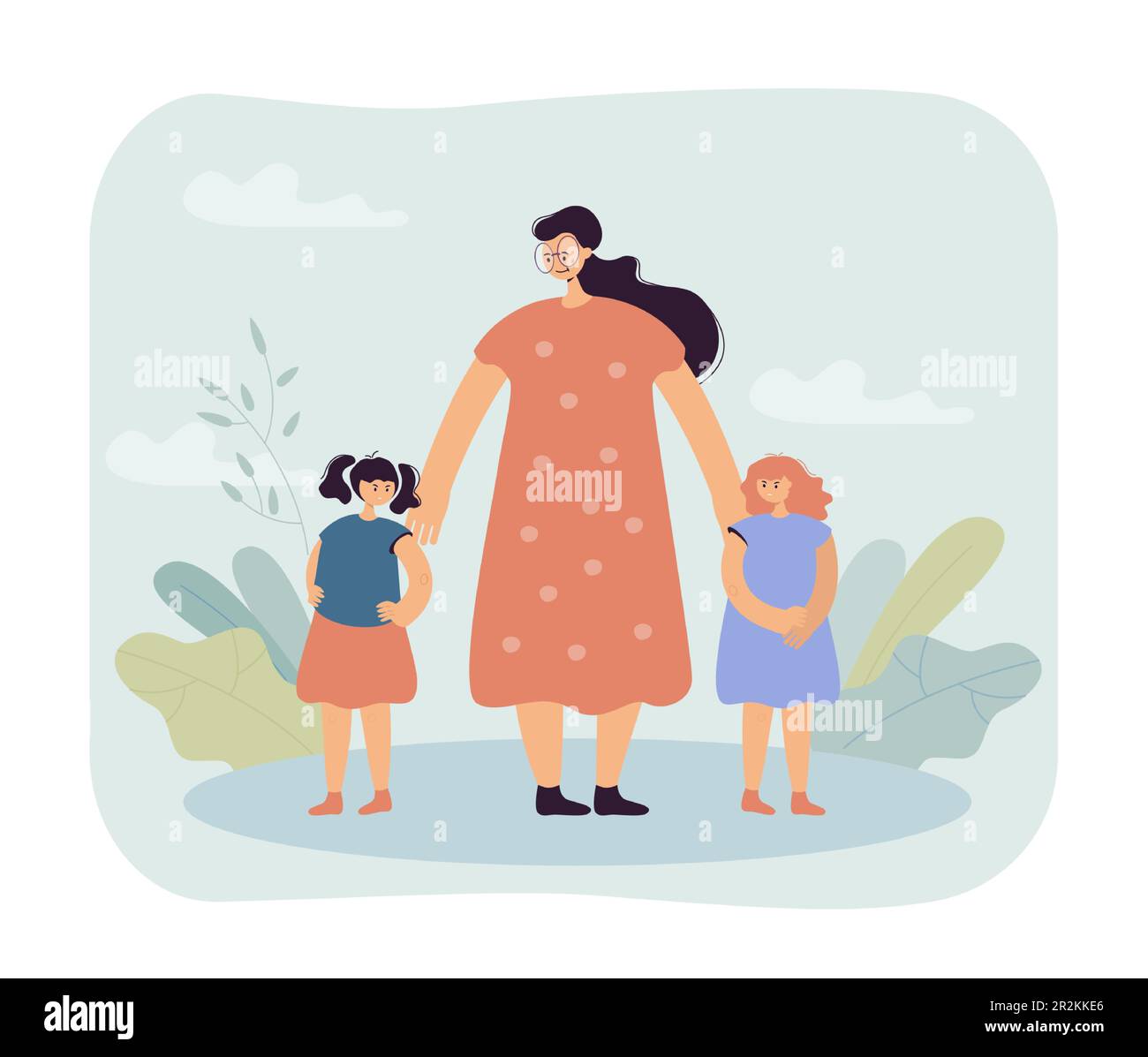 Woman reconciling children vector illustration Stock Vector Image & Art ...