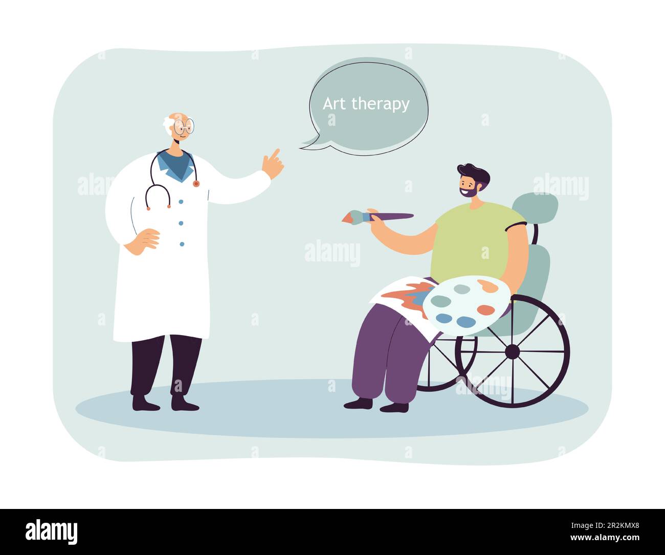 Disabled man drawing vector illustration Stock Vector Image & Art - Alamy