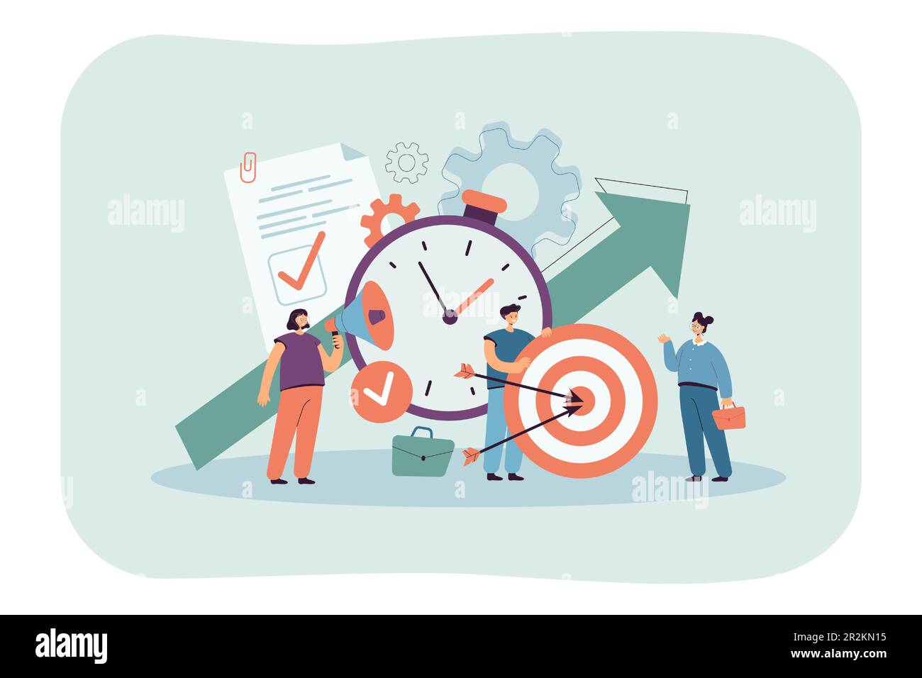Tiny people with clock, checklist and target Stock Vector Image & Art ...
