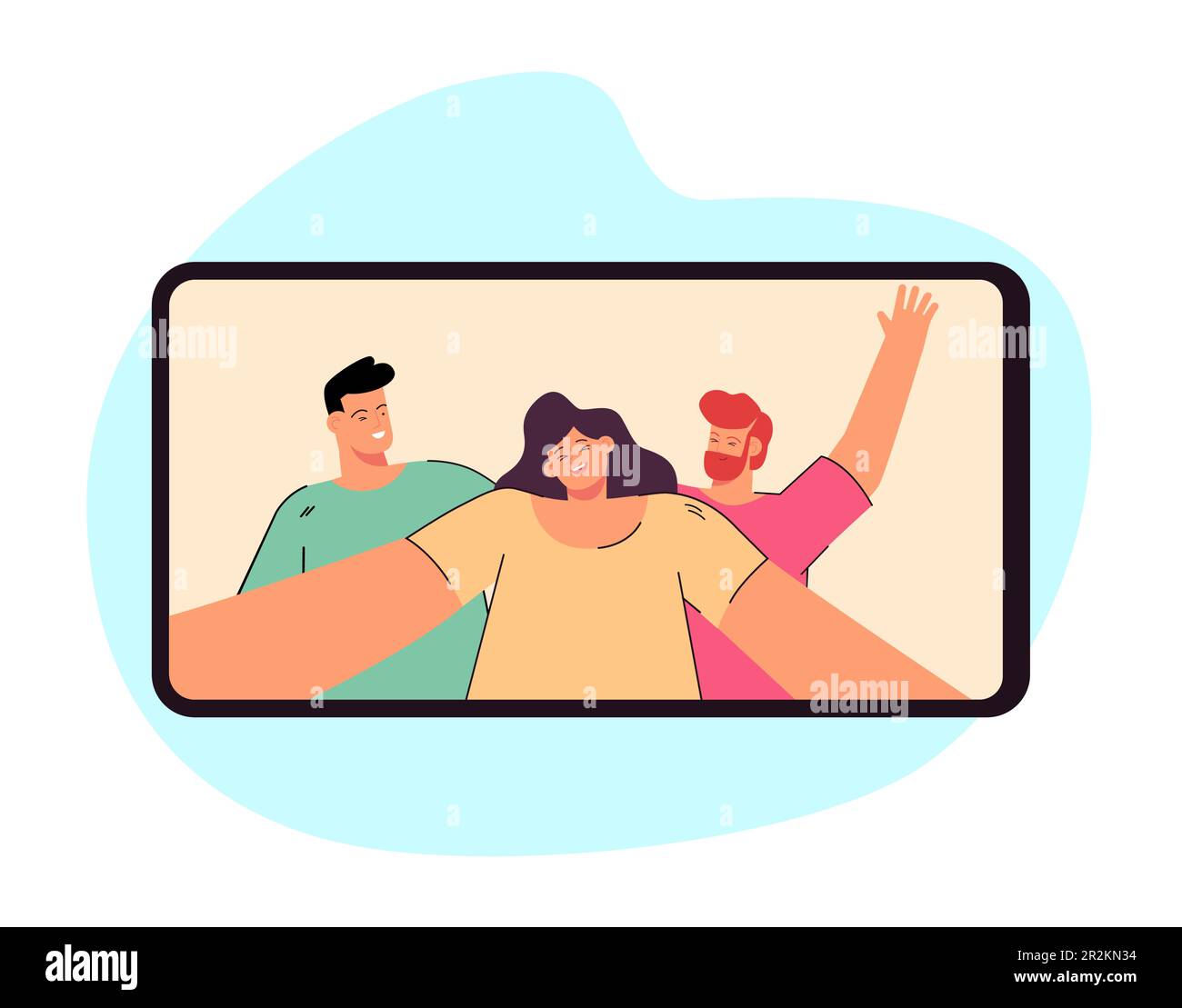 Mobile phone with selfie on screen flat vector illustration Stock ...