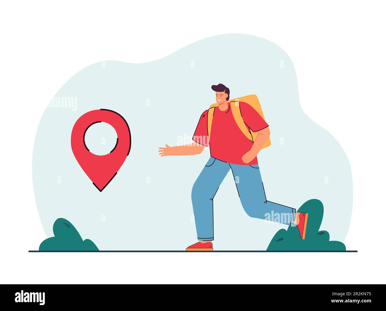 Happy male traveler reaching destination point Stock Vector Image & Art ...