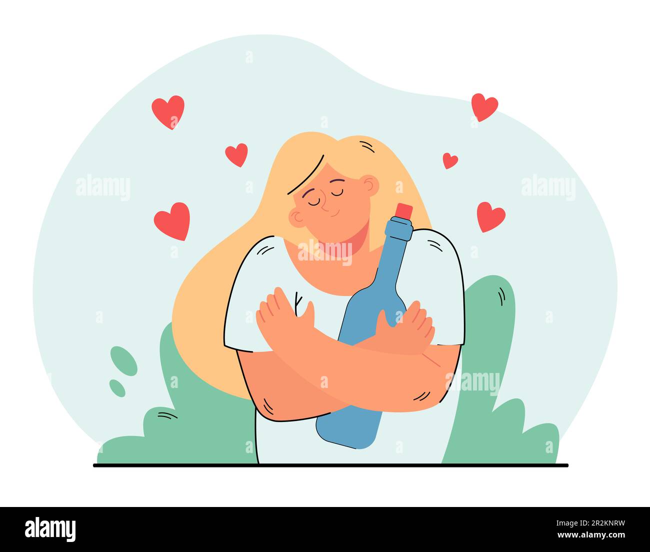 Happy girl hugging bottle of vine Stock Vector Image & Art - Alamy