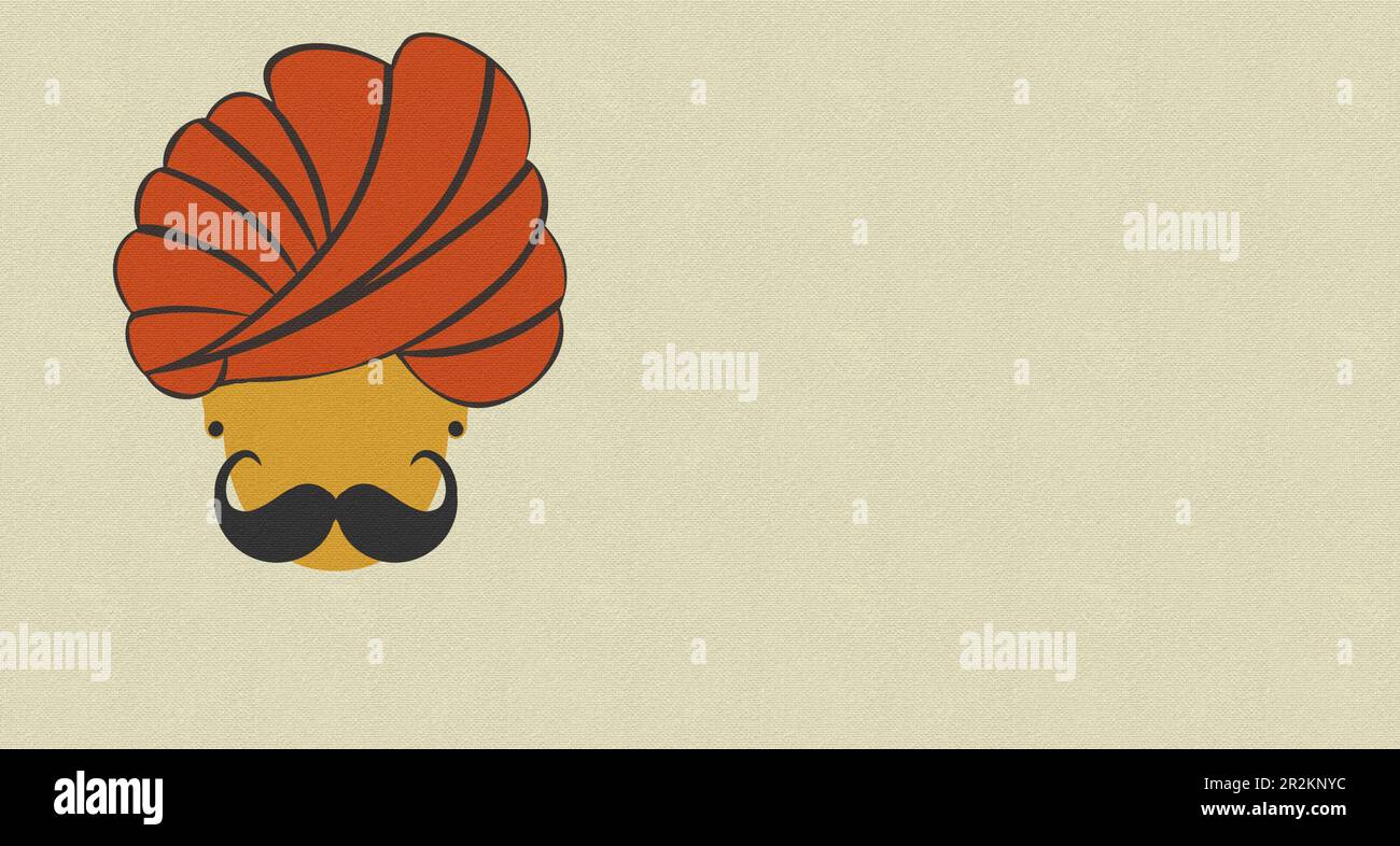 Rajasthani man wearing turban or safa illustration Stock Photo - Alamy