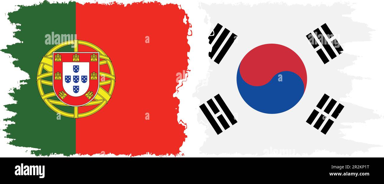South Korea and Portugal grunge flags connection, vector Stock Vector ...
