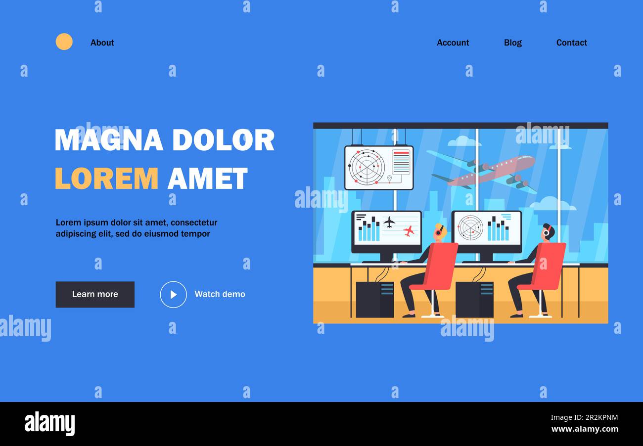 Operators controlling aircraft flat vector illustration Stock Vector Image & Art - Alamy