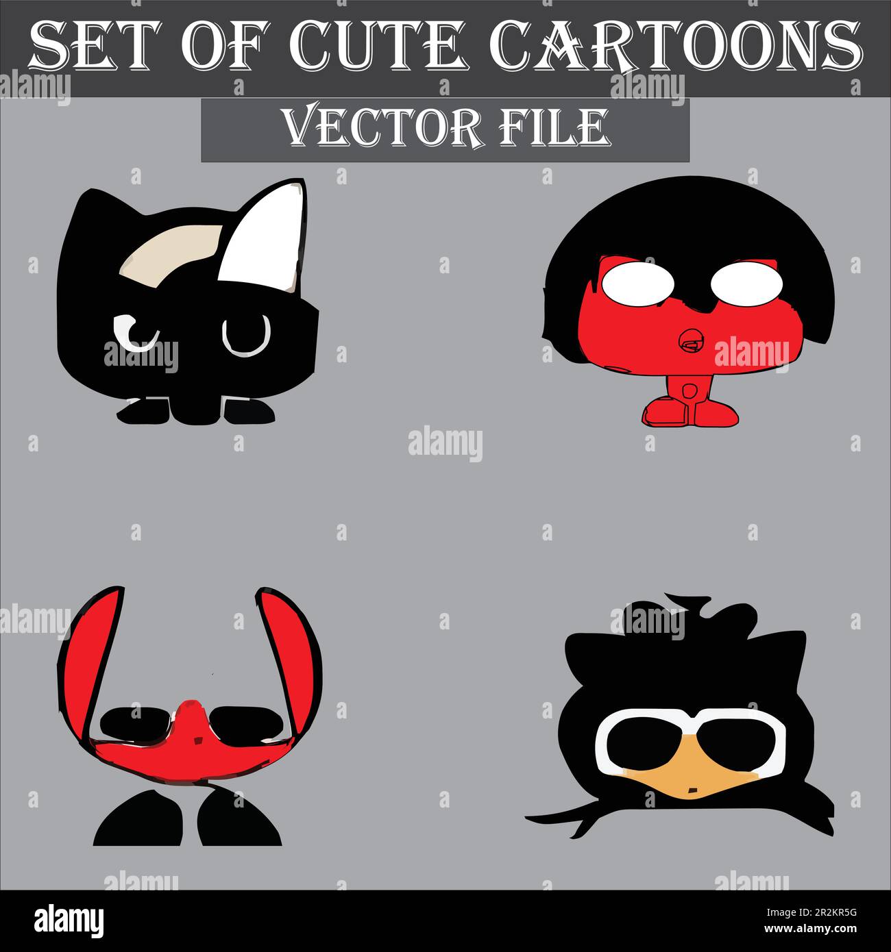 Cute cartoon characters designs vector file Stock Vector Image & Art ...
