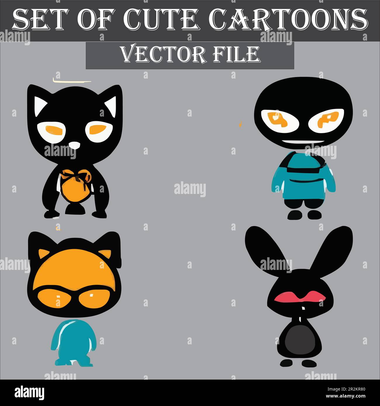 Cute cartoon characters designs vector file Stock Vector Image & Art ...