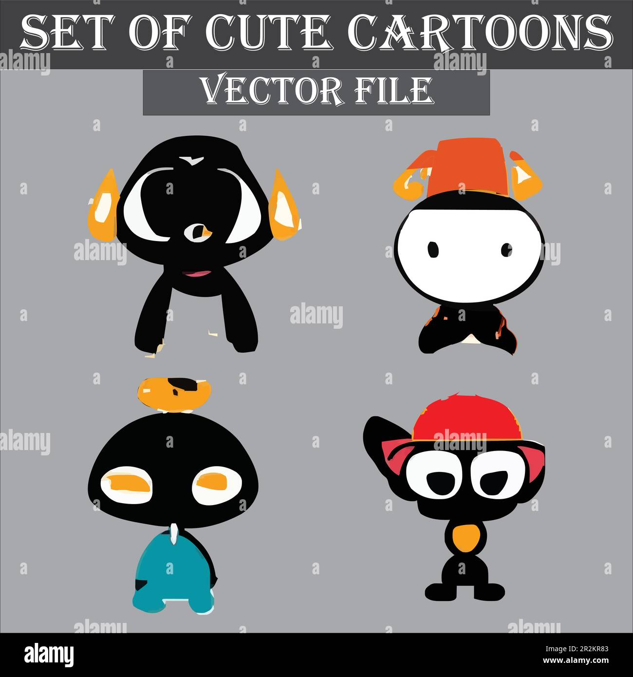 Cute cartoon characters designs vector file Stock Vector Image & Art ...