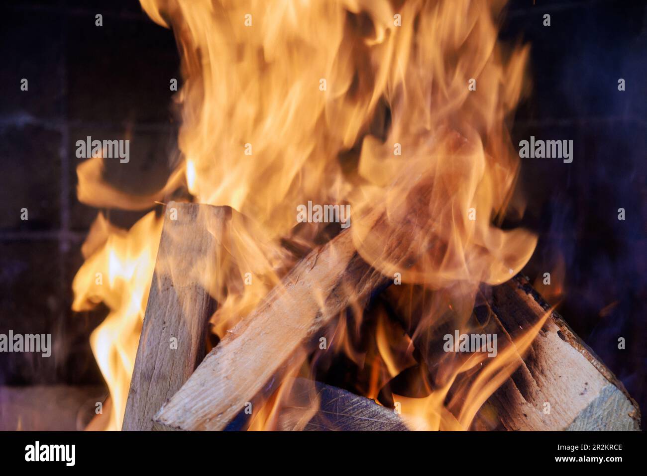 Firewood is burned in traditional wood fired oven in order to make ...