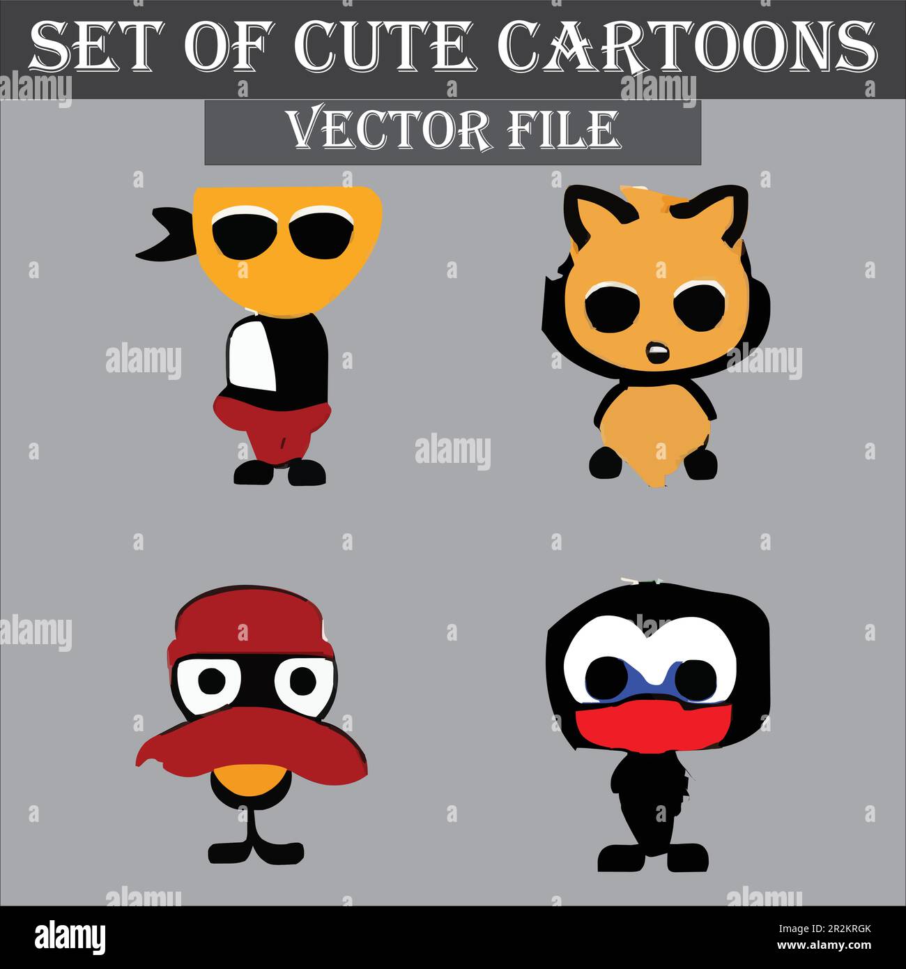 Cute cartoon characters designs vector file Stock Vector Image & Art ...