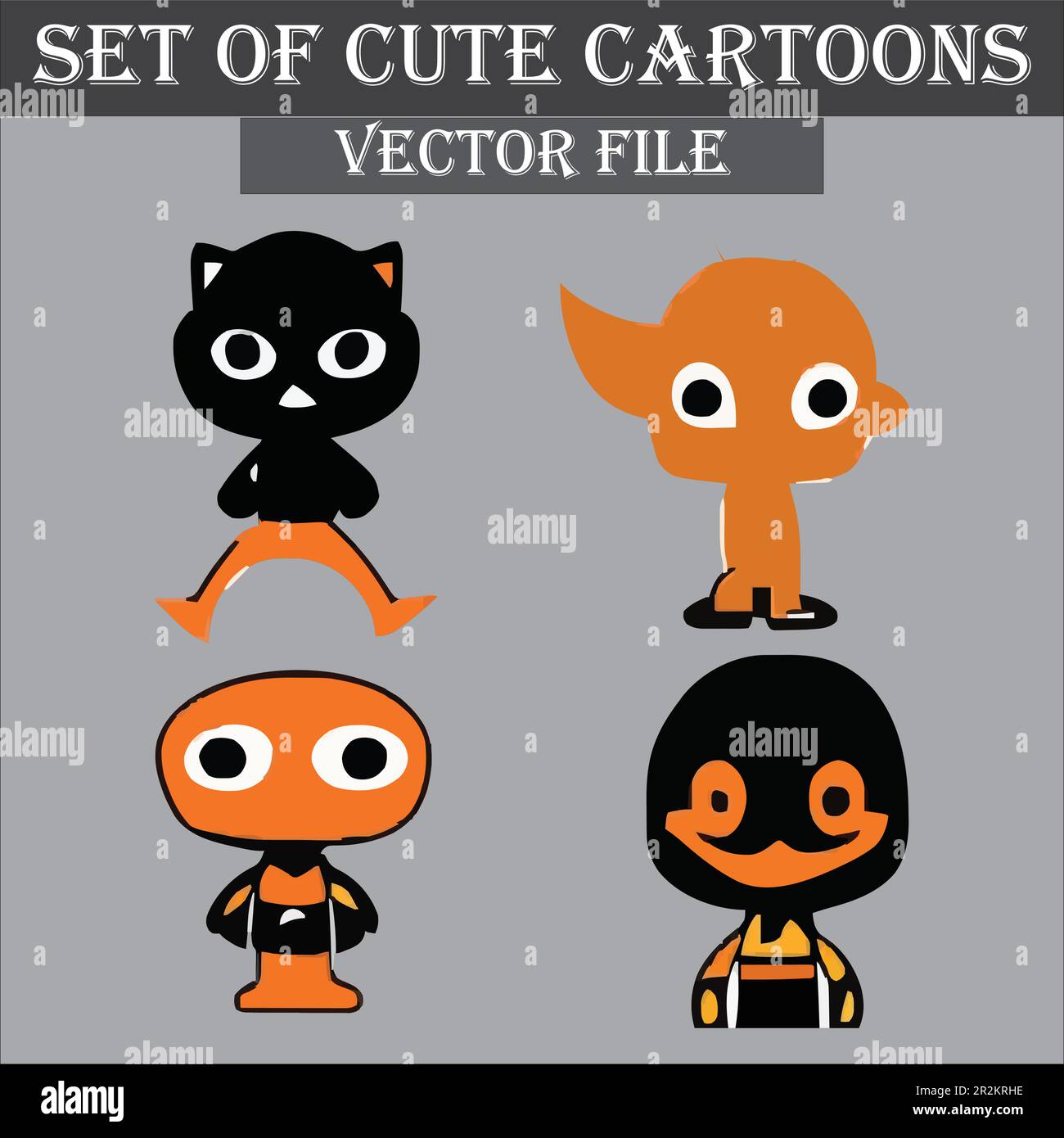 Cute cartoon characters designs vector file Stock Vector Image & Art ...