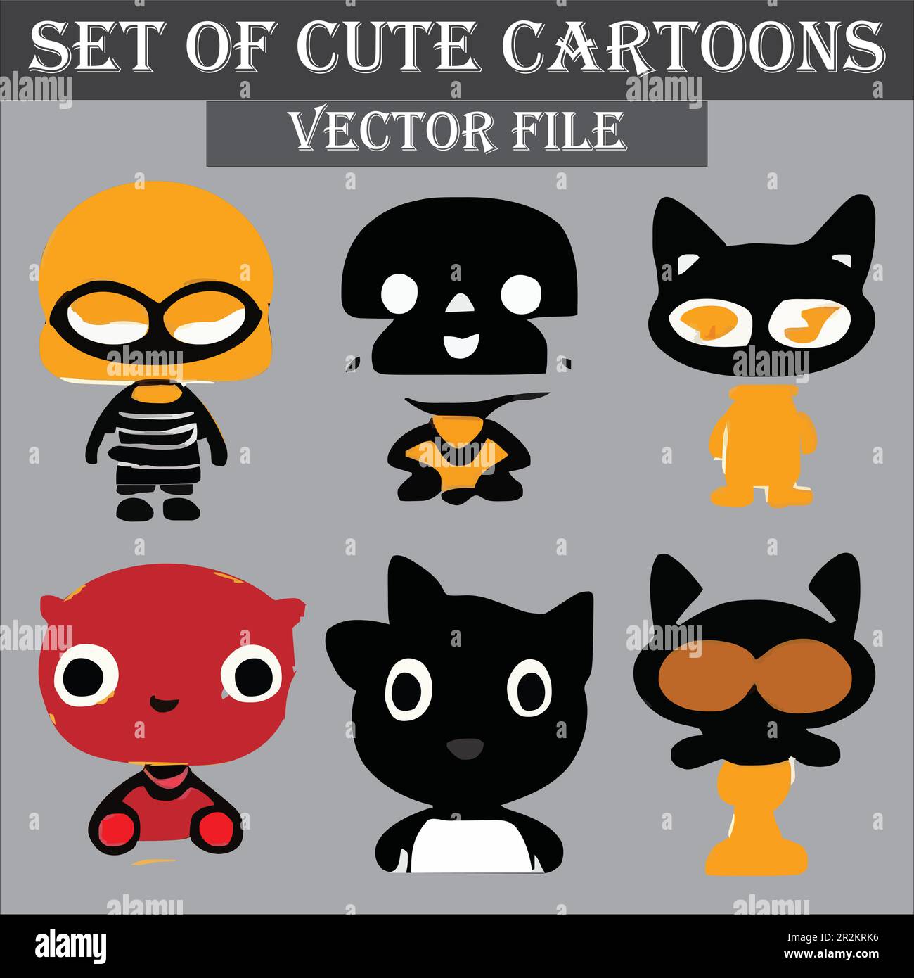 Cute cartoon characters designs vector file Stock Vector Image & Art ...