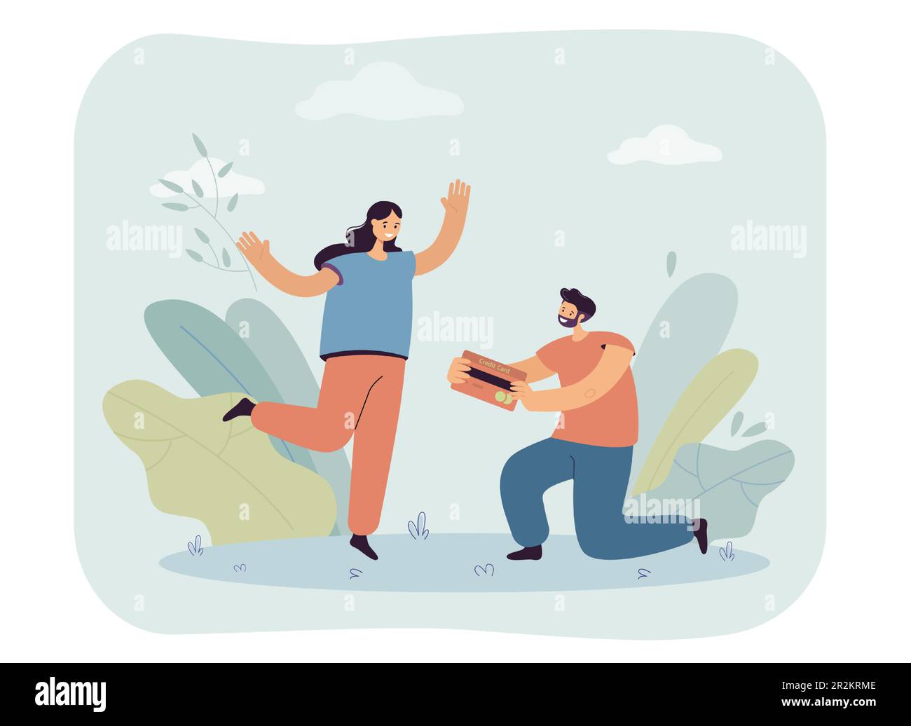 Husband giving credit card to wife Stock Vector Image & Art - Alamy
