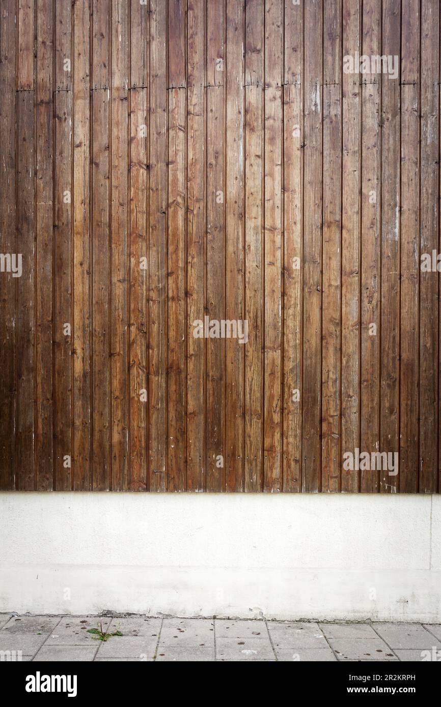 New vertical wooden plank wall and a wood floor Stock Photo - Alamy