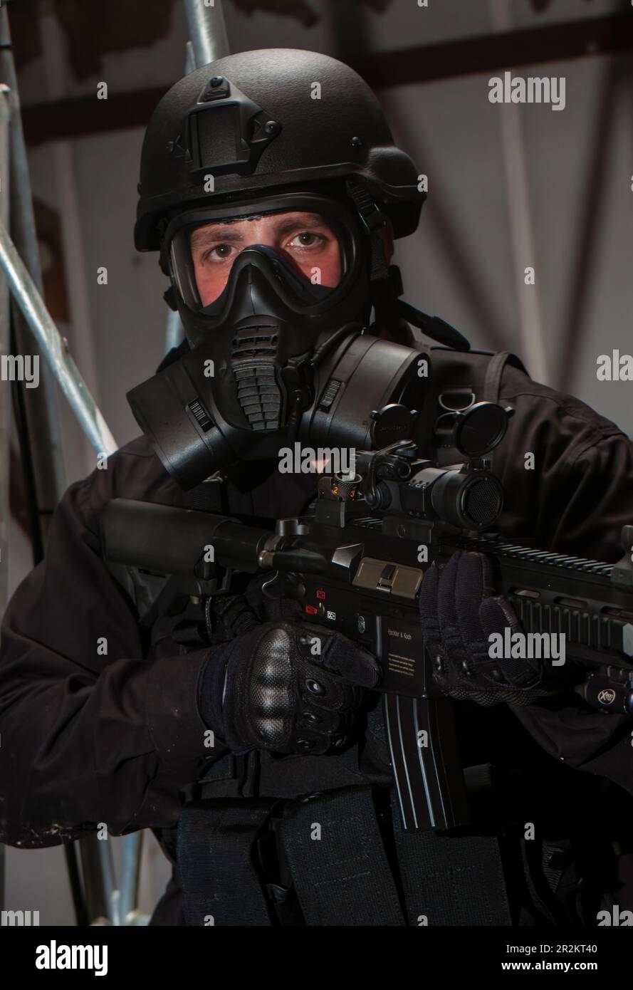 An airsoft player in the role of a British Special Forces soldier from ...