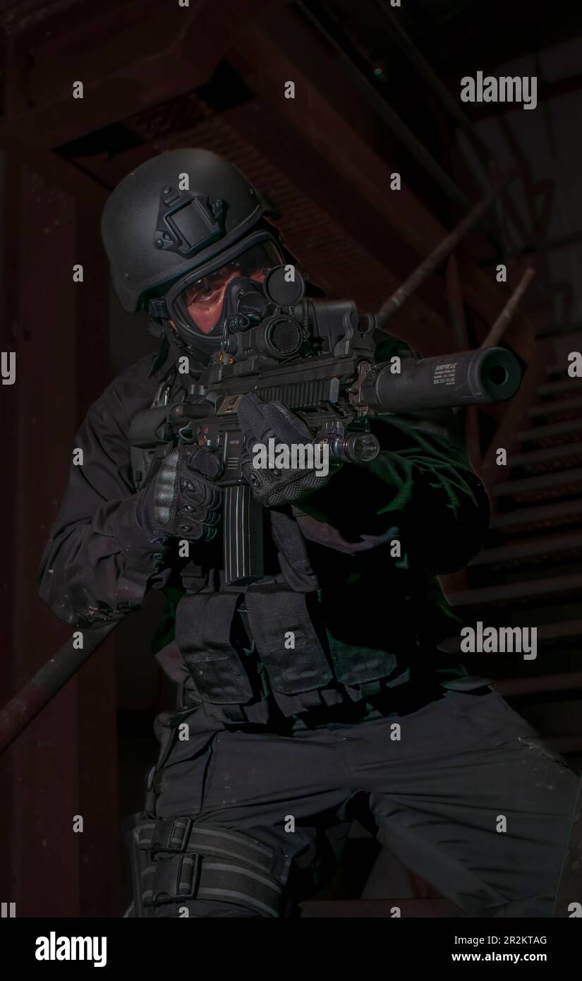 An airsoft player in the role of a British Special Forces soldier from ...