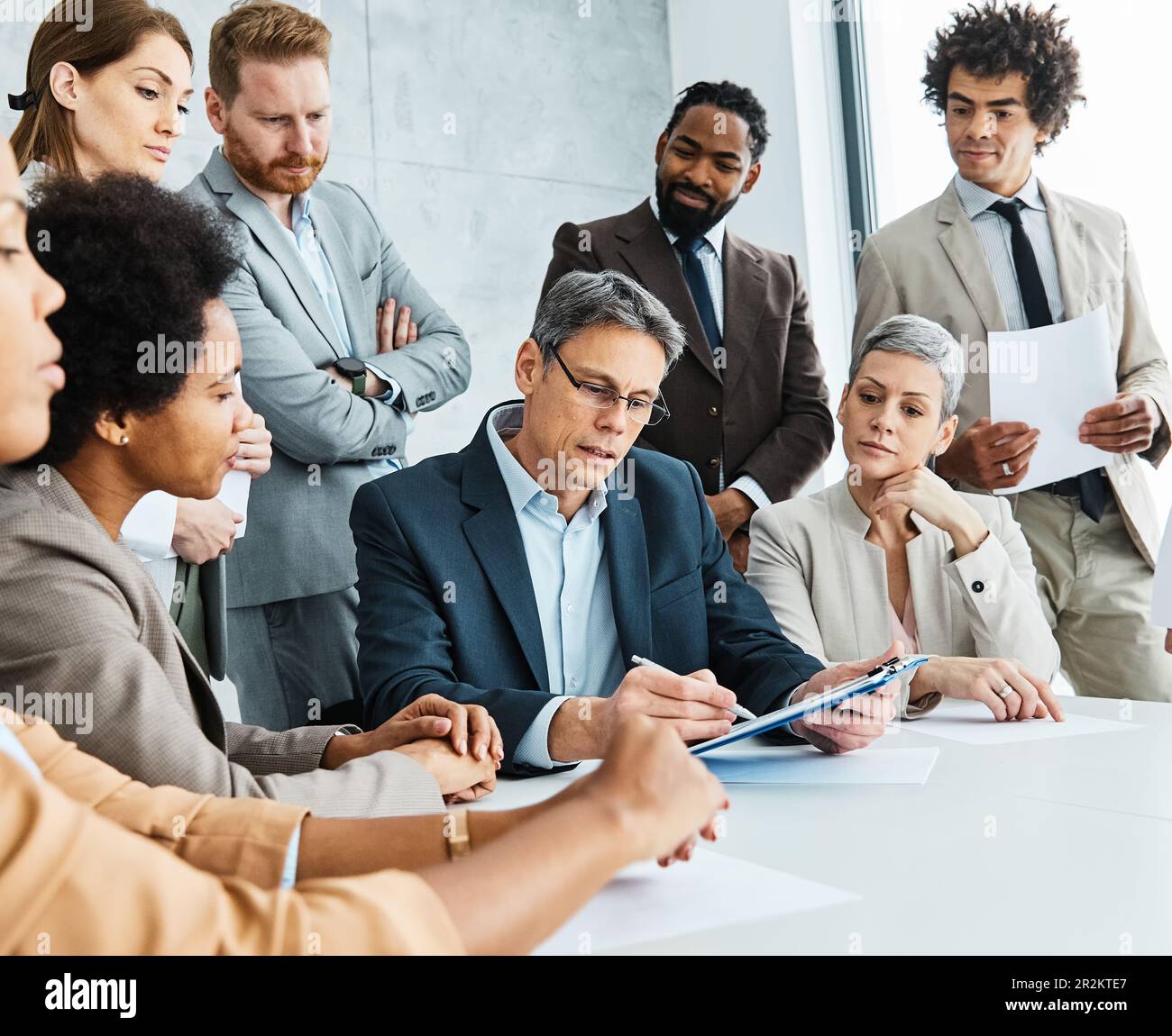 young business people meeting office teamwork group contract signing ...