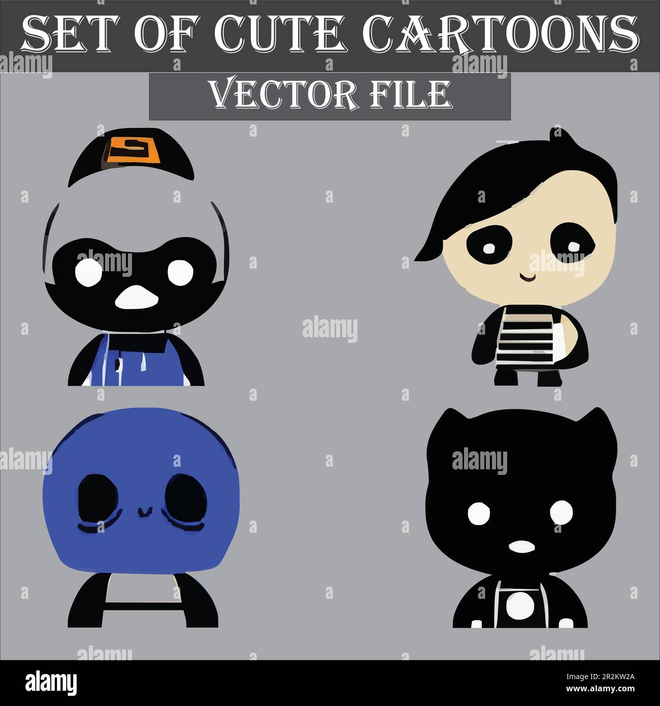Cute cartoon characters designs vector file Stock Vector Image & Art ...